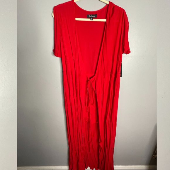 Lulus | Dresses | Lulus Red Long Topper | Poshmark